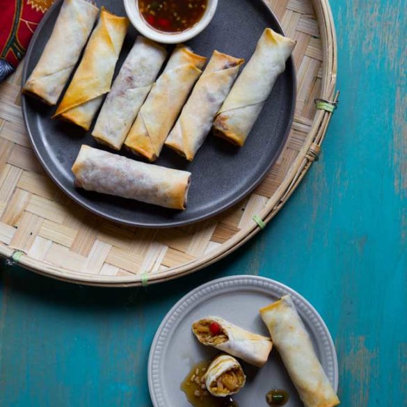 Pan-Fried Cheung Fun Rice Noodle Rolls with Eggs