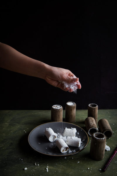 Indonesian Putu Bambu (Steamed Rice Cake in Bamboo)