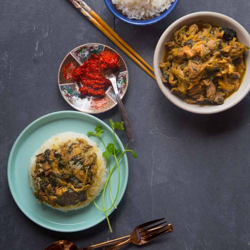 Easy Braised Mei Cai (Muy Choy) with Pork