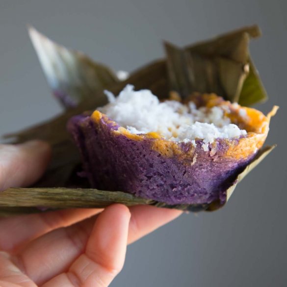 How To Make Bibingka Galapong / Filipino Baked Rice Cake (Ube Flavor)