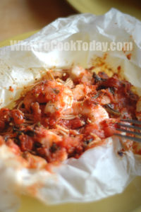 PASTA AND SHRIMP PARCELS