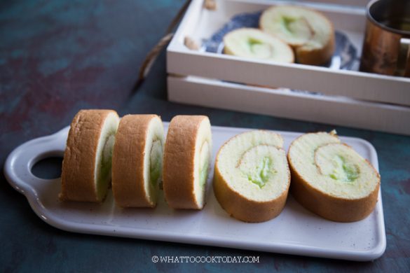 Pandan Kaya Swiss Roll (Bolu Gulung Kaya)