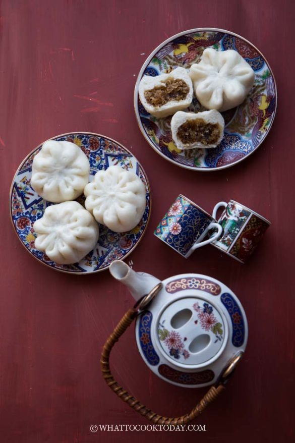 Soft Fluffy Chinese Steamed Buns with Coconut Filling