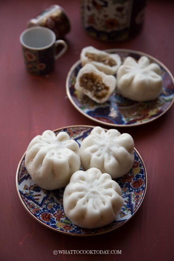 Soft Fluffy Chinese Steamed Buns with Coconut Filling