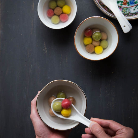 Tang Yuan (Sweet Glutinous Balls Dessert) with Natural Colors - No Filling
