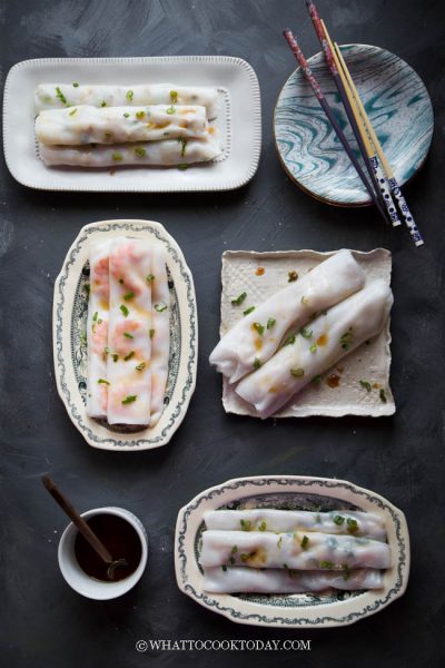Homemade Cheung Fun (Steamed Rice Noodle Rolls)- 5 Ways