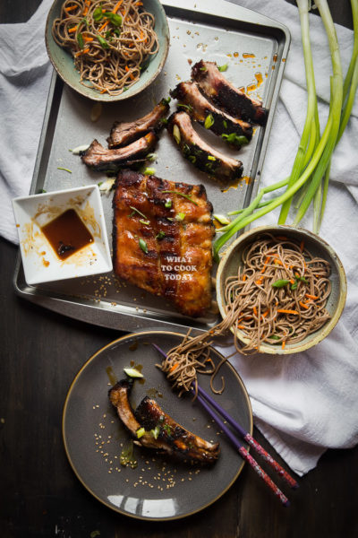 One-hour Miso Honey Pork Ribs and Soba Noodle Salad - What To Cook Today