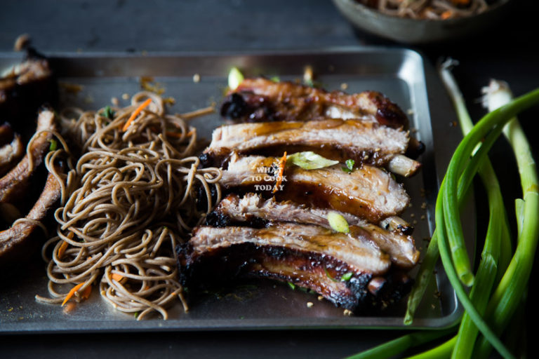 One-hour Miso Honey Pork Ribs and Soba Noodle Salad - What To Cook Today