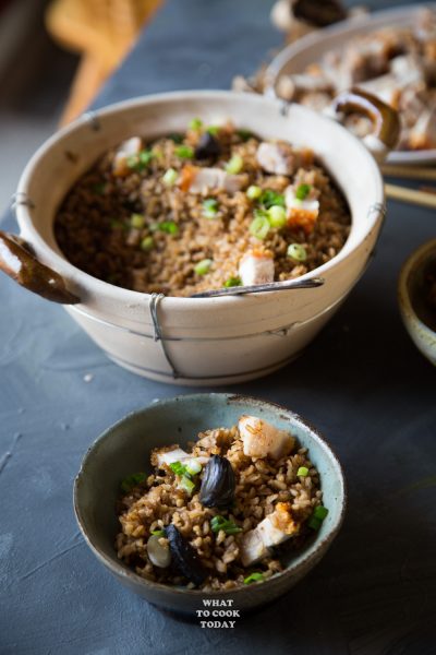 Crispy Roast Pork Black Garlic Rice - What To Cook Today