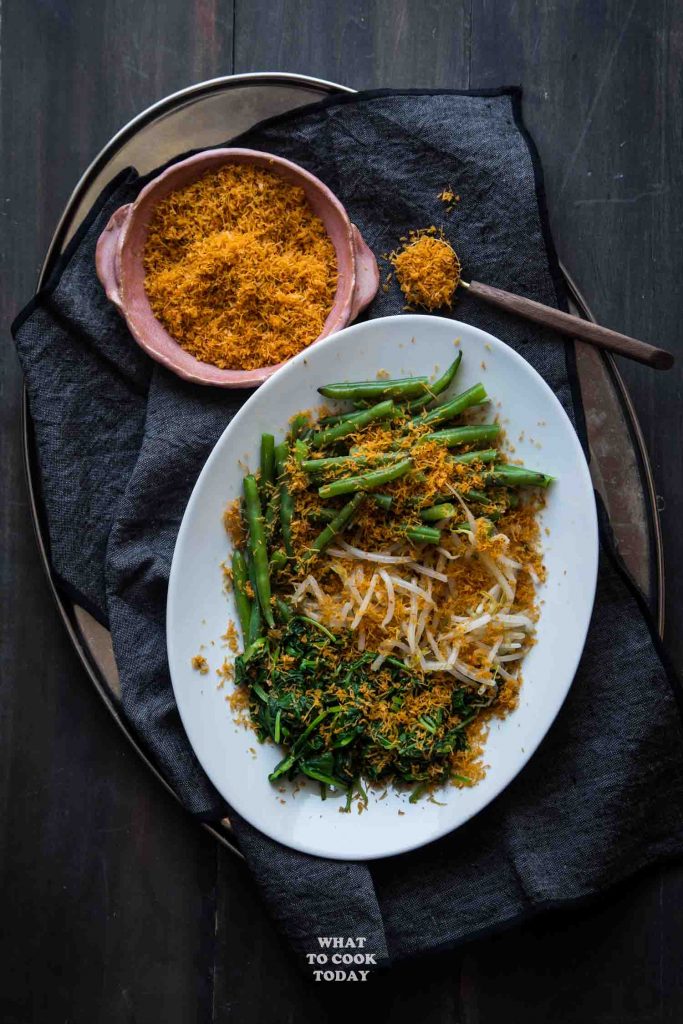 Urap Sayur (Salad with Spiced Grated Coconut Topping) - What To Cook Today