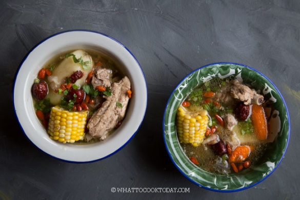 Chinese Sweet Corn Pork Ribs Soup (Pressure Cooker or Stove)