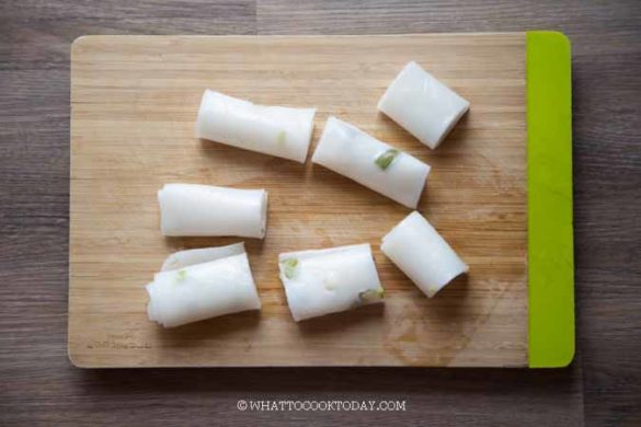 Pan-Fried Cheung Fun Rice Noodle Rolls with Eggs