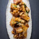 Pan-Fried Cheung Fun Rice Noodle Rolls with Eggs