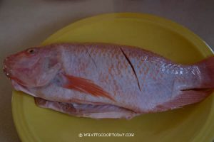 Chinese Steamed Whole Fish with Preserved Radish (Chye Poh) and Mushroom