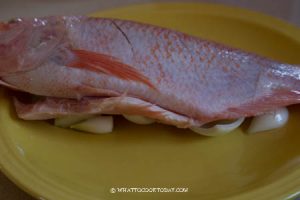 Chinese Steamed Whole Fish with Preserved Radish (Chye Poh) and Mushroom