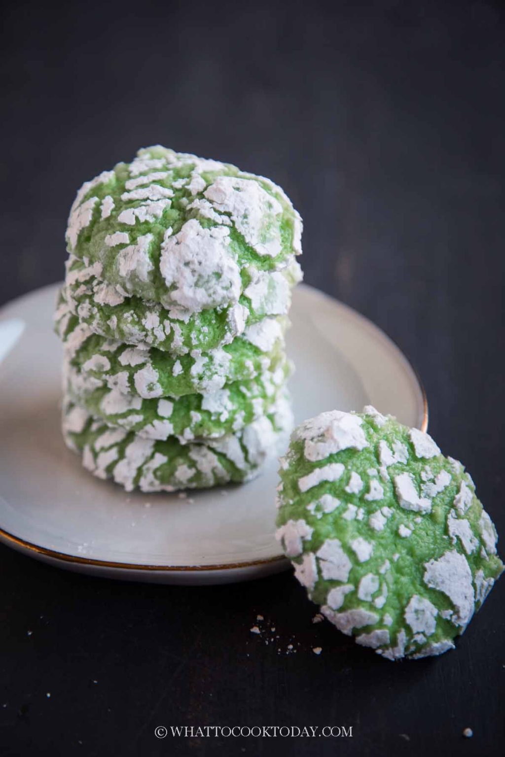 Pandan Cream Cheese Crinkle Cookies