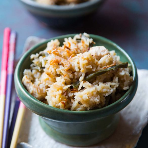Chinese Pumpkin Rice (Instant Pot, Rice Cooker, Stove-top) / Kiam Peng