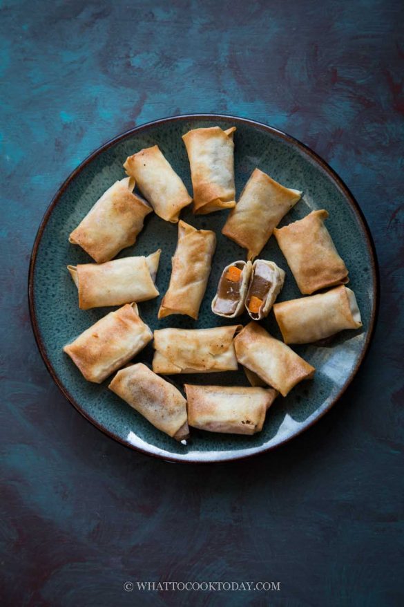 Fried Nian Gao, Taro, Sweet Potato Spring Rolls (Air-Fryer Version)