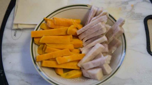 Fried Nian Gao, Taro, Sweet Potato Spring Rolls (Air-Fryer Version)