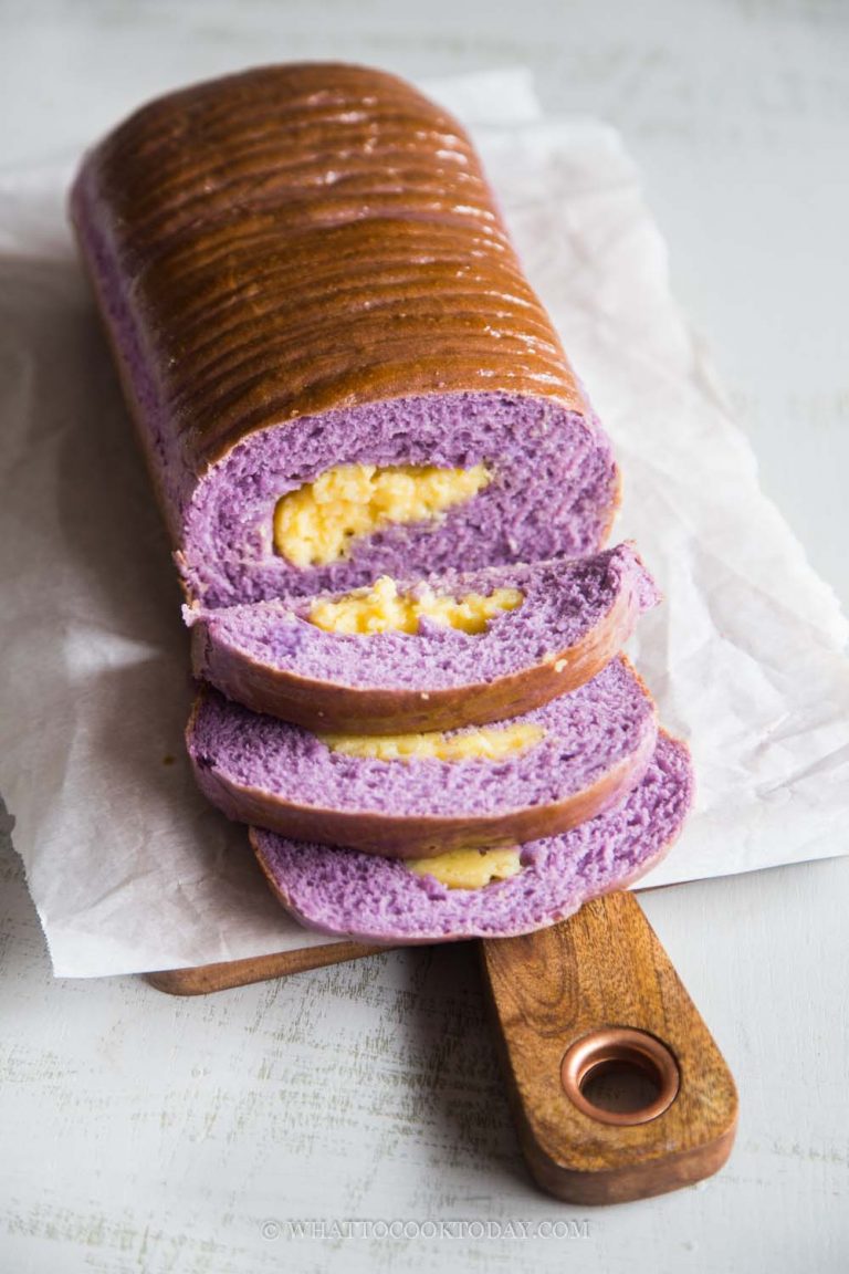 Purple Sweet Potato Wool Roll Bread With Custard Cream