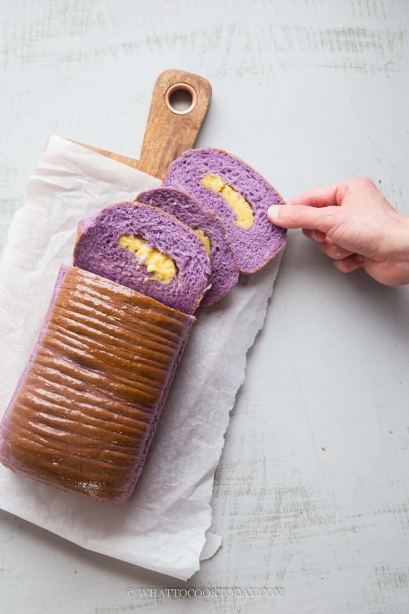Purple Sweet Potato Wool Roll Bread With Custard Cream