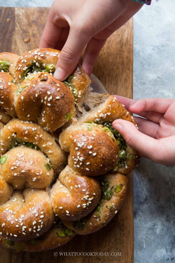 100% Wholemeal/Whole Wheat Green Onion Buns (Sponge Dough Method)