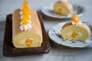 Soft Fluffy Mango Cream Swiss Roll Cake