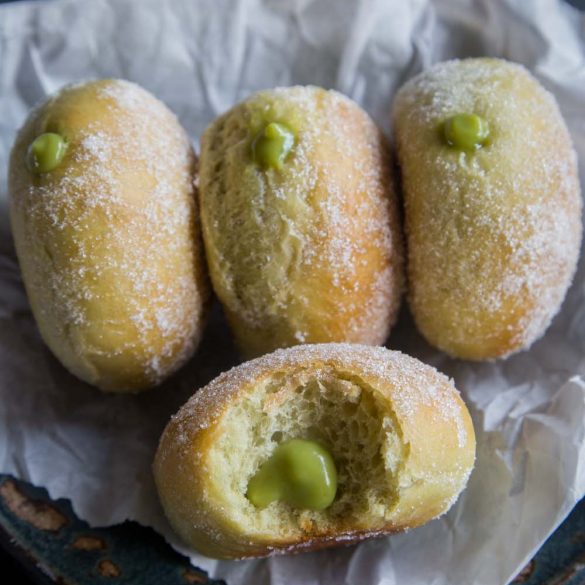 Pandan Choux Au Craquelin (with Coconut Pastry Cream)