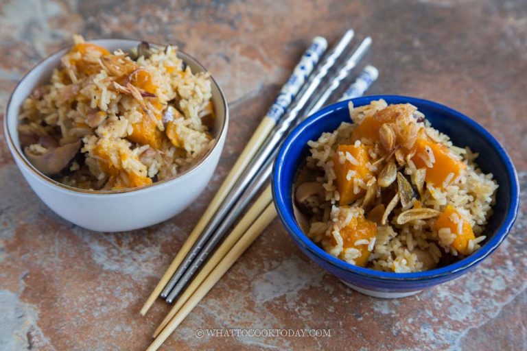 Chinese Pumpkin Rice (Instant Pot, Rice Cooker, Stove-top) / Kiam Peng