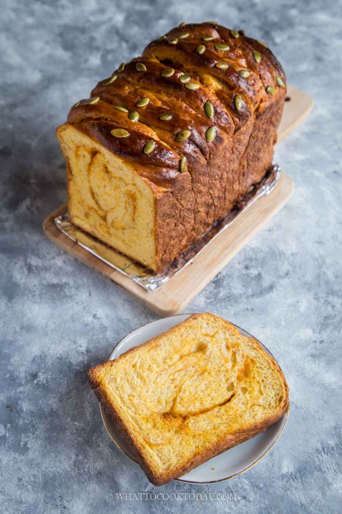 Super Soft Pumpkin Milk Bread/ Shokupan (Poolish Method)