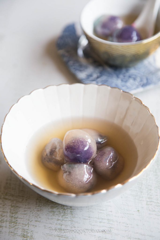 Crystal Tang Yuan with Purple Sweet Potato Filling (水晶汤圆)