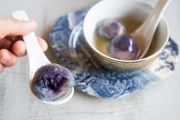 Crystal Tang Yuan with Purple Sweet Potato Filling (水晶汤圆)