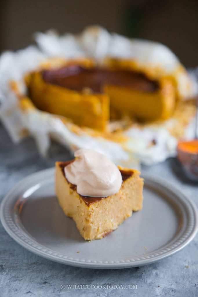 Pumpkin Basque Burnt Cheesecake with Pumpkin Cream