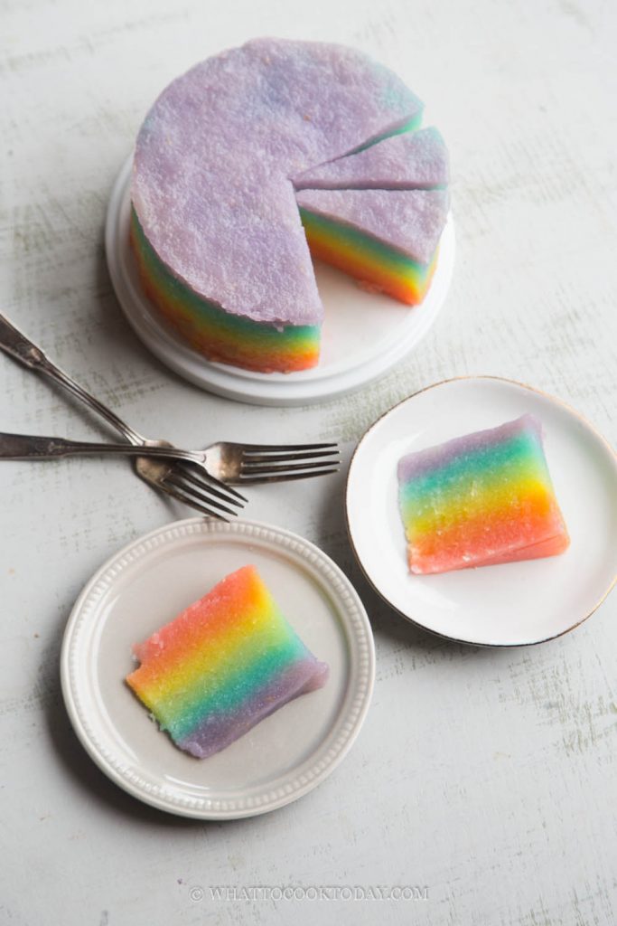 Steamed Rainbow Tapioca/Cassava Kuih (Kueh Ubi Kayu)