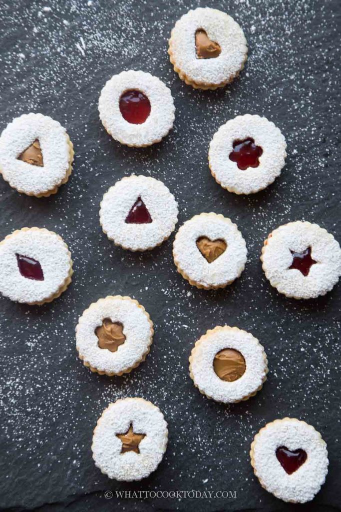 Strawberry Cardamom Classic Linzer Cookies