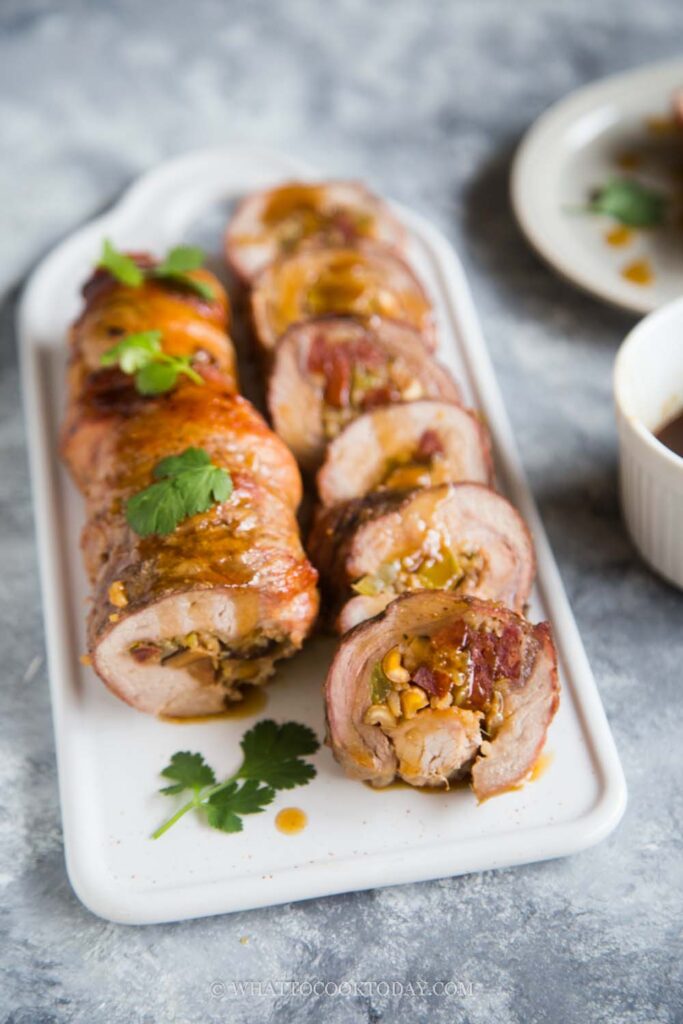 Asian Pork Tenderloin Roulade with Chinese Sausage and Rice Stuffing