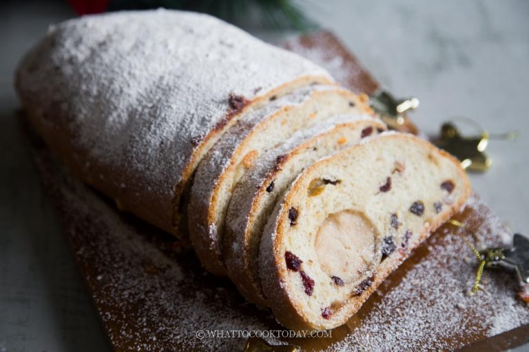 Easy Stollen with Chocolate Chips and Marzipan (Christstollen)