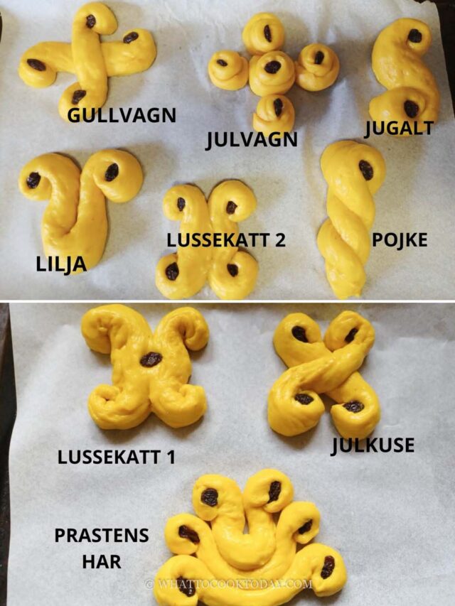 Tangzhong Swedish Saffron Buns (Lussekatter /St Lucia Buns) - 9 shapes