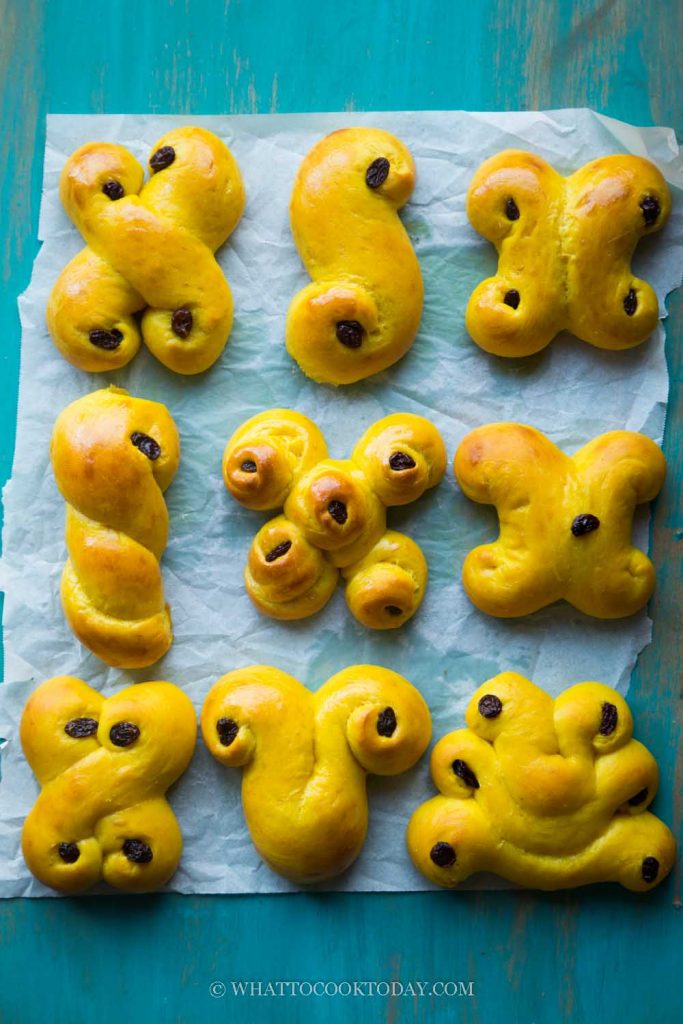 Tangzhong Swedish Saffron Buns (Lussekatter /St Lucia Buns) - 9 shapes