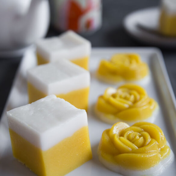 Kue/Kuih Talam Jagung Manis (Steamed Sweet Corn Coconut Layer Cake)