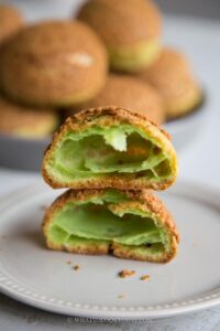 Pandan Choux Au Craquelin (with Coconut Pastry Cream)
