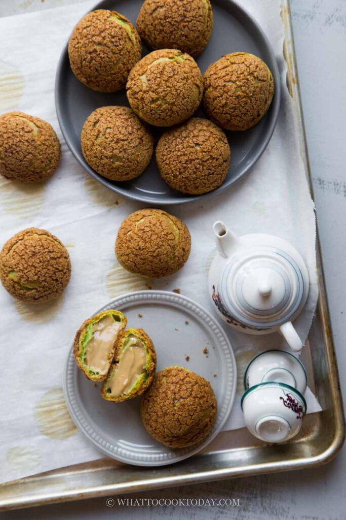 Pandan Choux Au Craquelin (with Coconut Pastry Cream)