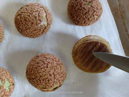 Pandan Choux Au Craquelin (with Coconut Pastry Cream)