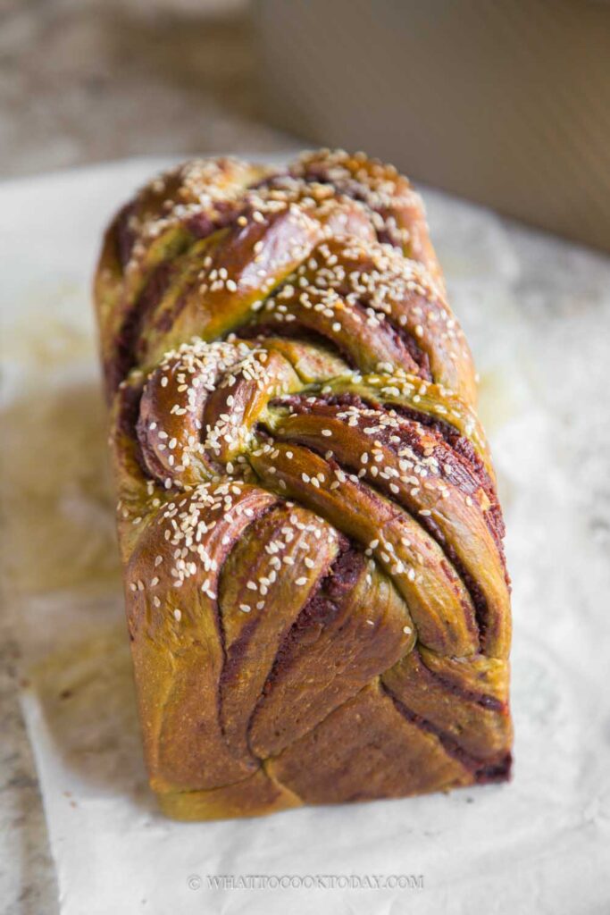 Braided Matcha Red Beans Milk Bread