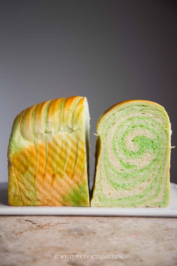 Super Soft Pandan Swirl Shokupan (Yudane) - sourdough option