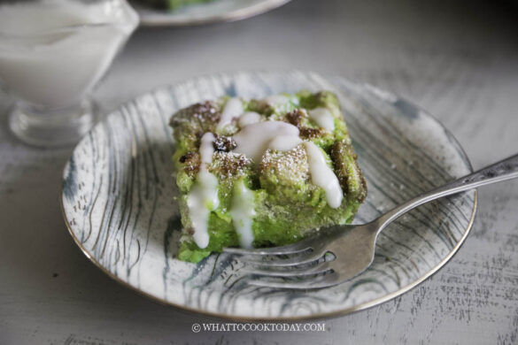 Pandan Bread Pudding with Coconut Sauce