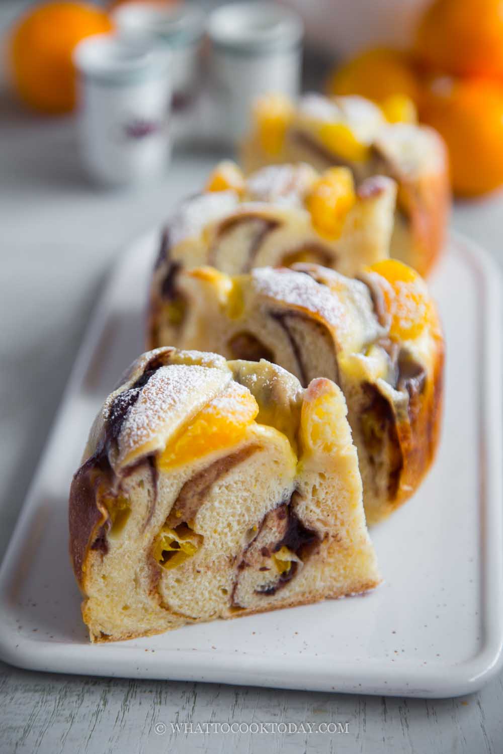 Mandarin Orange Red Bean Paste Braided Bread (with sourdough option)