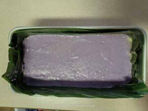 Ube Kalamay with Latik (Steamed Ube Sticky Rice Cake)