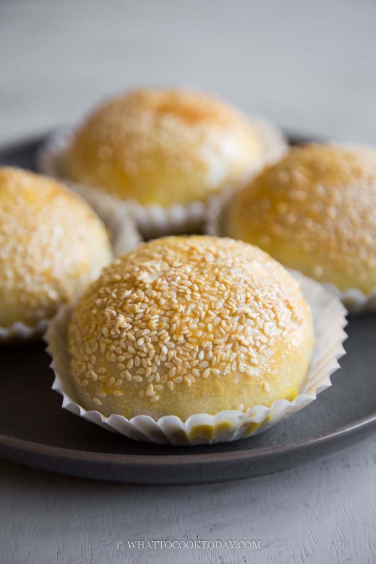 Milk Buns with Black Sesame Mochi Filling