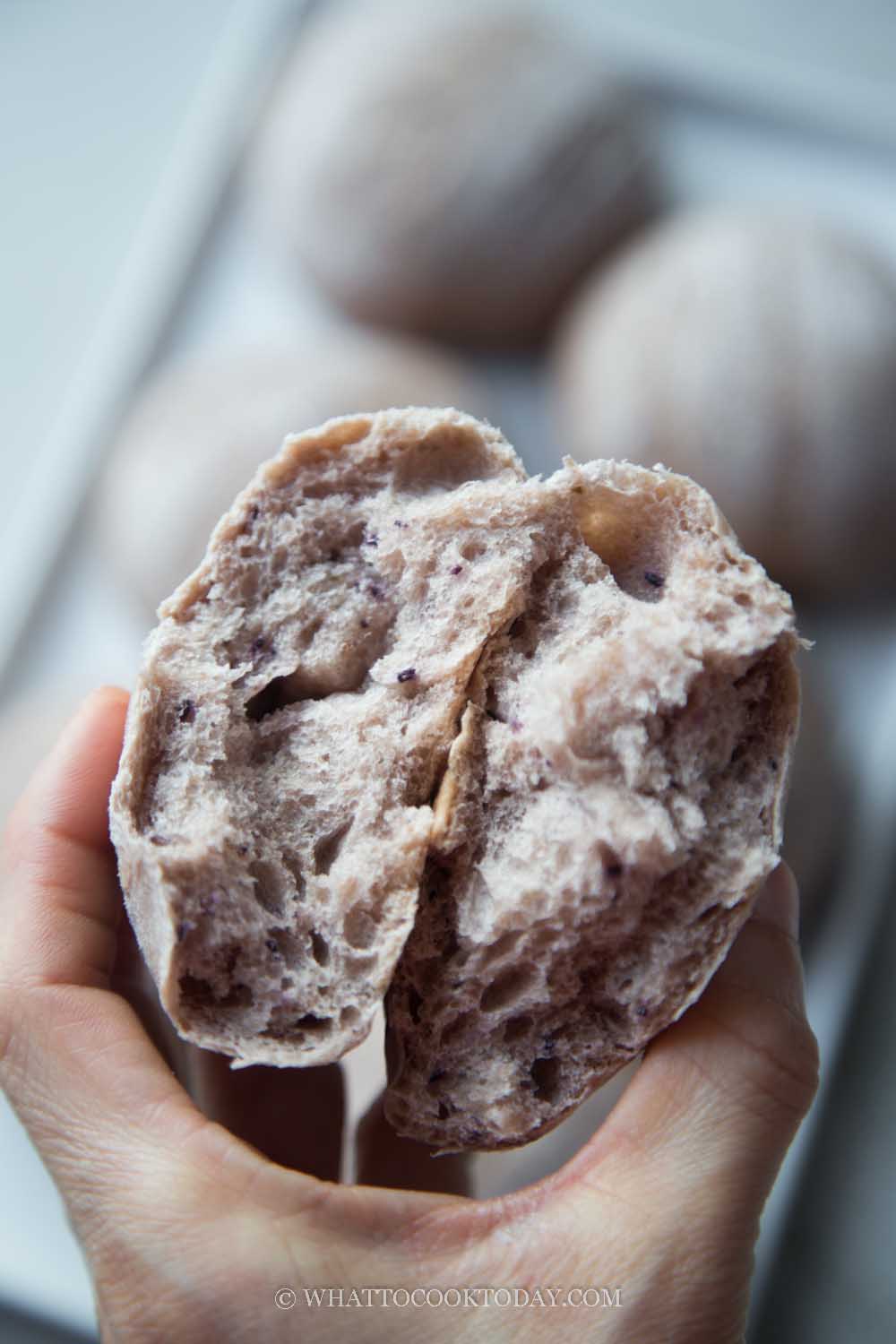 Blueberry Honey Milk buns (with sourdough option)